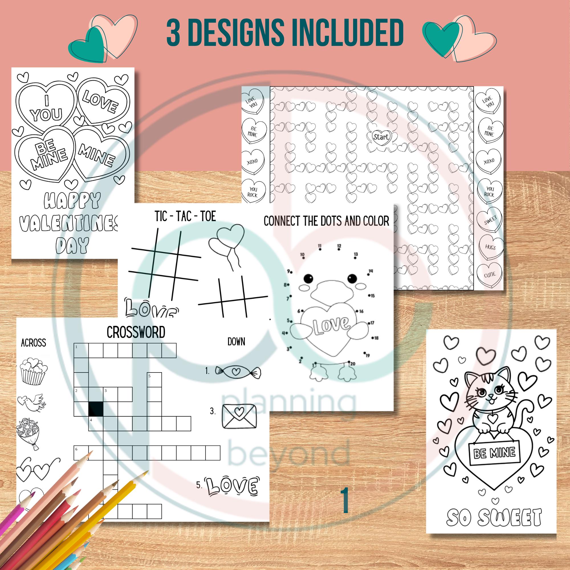Kids Mini Coloring Book Valentine| Printable Activity Book | Instant ...