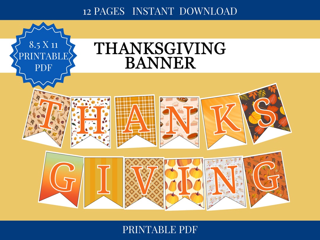 Thanksgiving Banner Printable PDF Instant Download Printable PDF ...