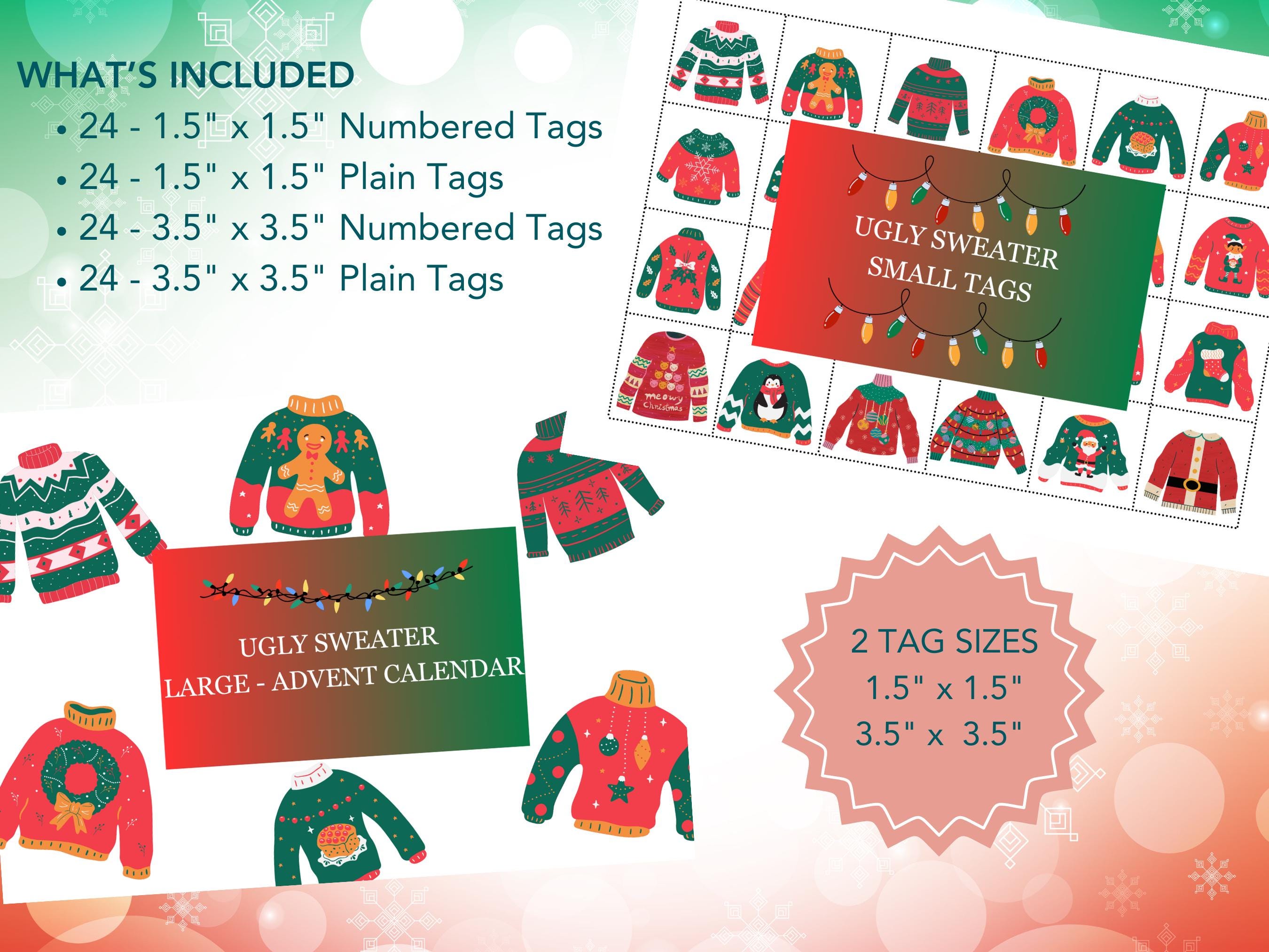 Ugly Sweater Advent Calendar, DIY Advent Calendar Printable, Christmas ...