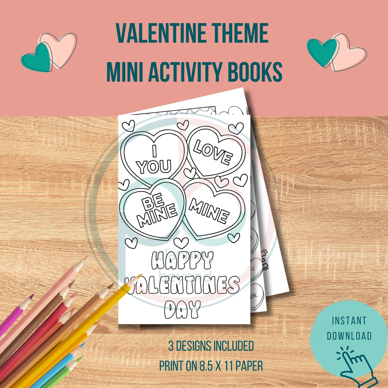 Kids Mini Coloring Book Valentine| Printable Activity Book | Instant ...