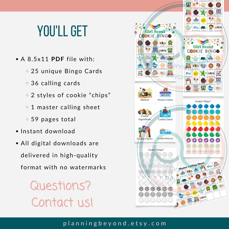 GS Cookie Season Bingo Cards | LBB Cookie Activity | Troop Meeting ...