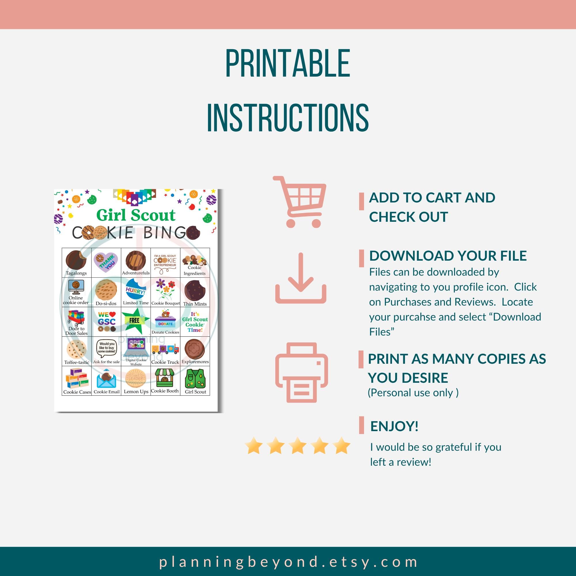 GS Cookie Season Bingo Cards | LBB Cookie Activity | Troop Meeting ...