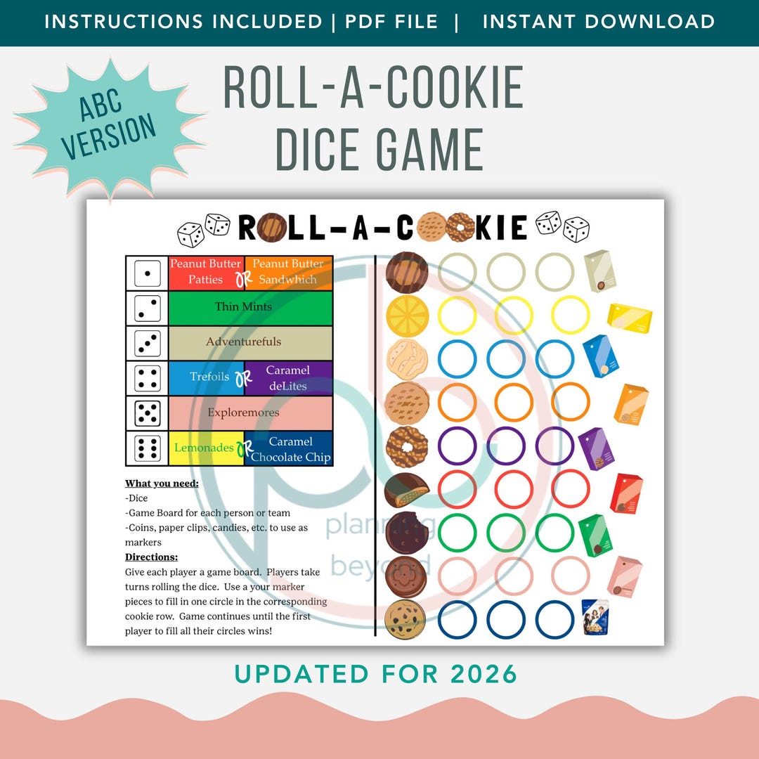 Roll the Dice Cookie Game ABC | GS Cookie Game | Fun Activity for ...