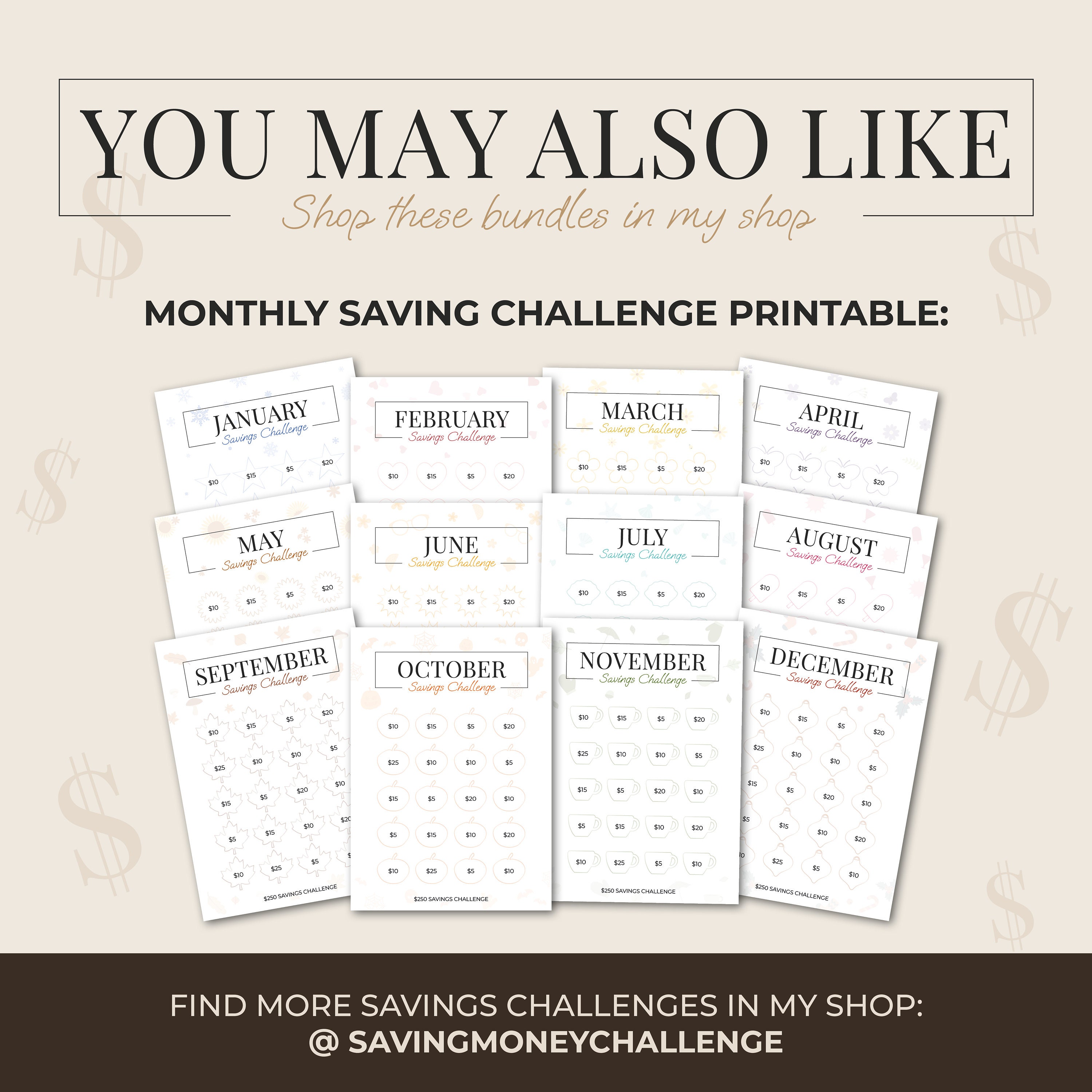 100 Envelope Challenge Printable Box Bundle Money Savings Tracker ...