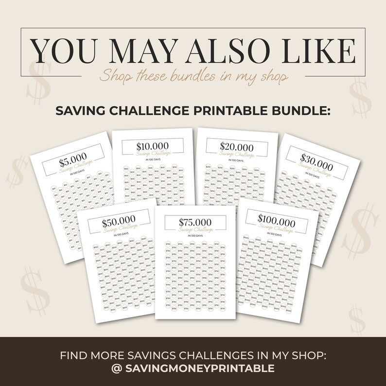 50k Savings Challenge Printable A6 Money Save PDF 50000 in 100 Days ...