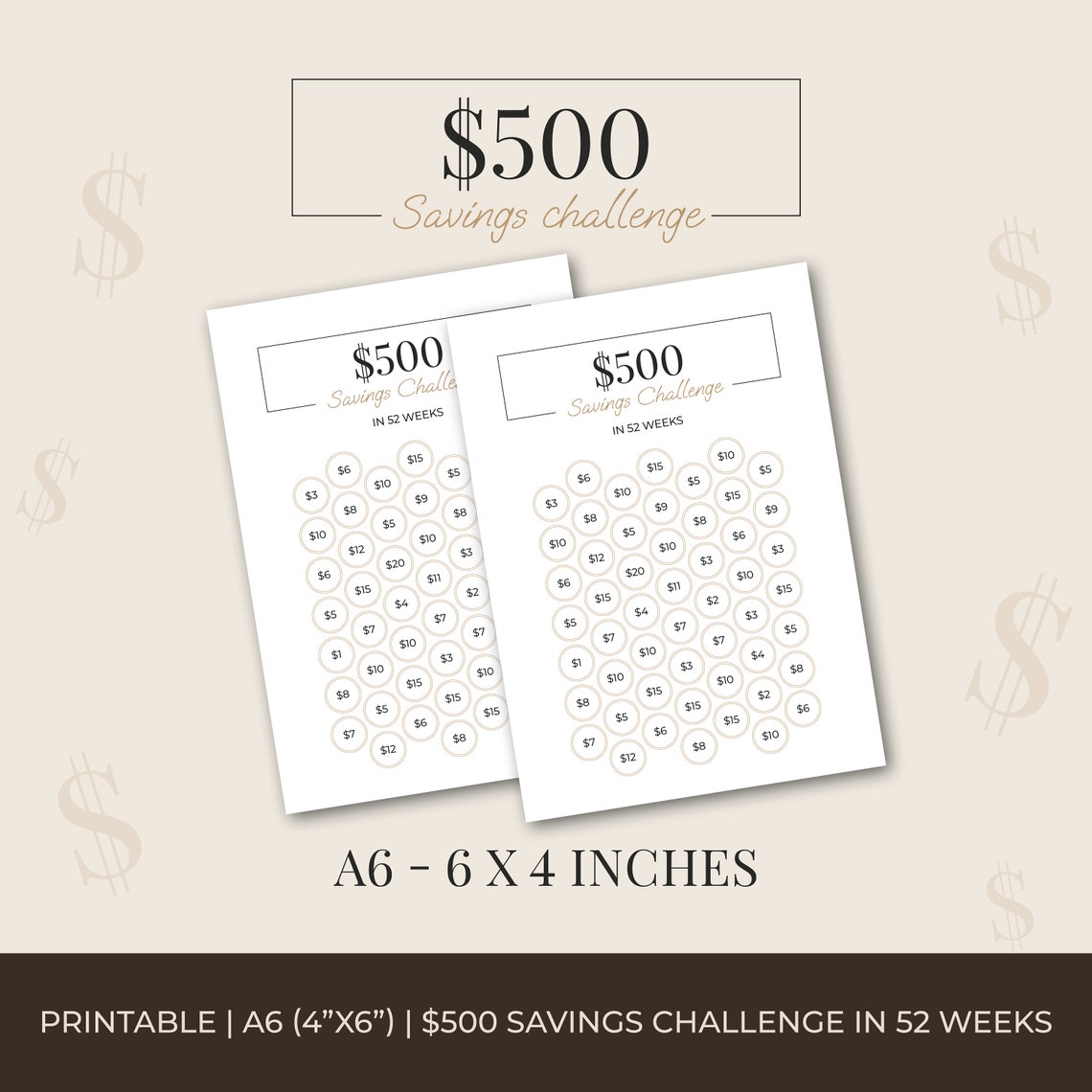 500 Savings Challenge in 52 Weeks Printable 100 Envelopes A6 Budget ...