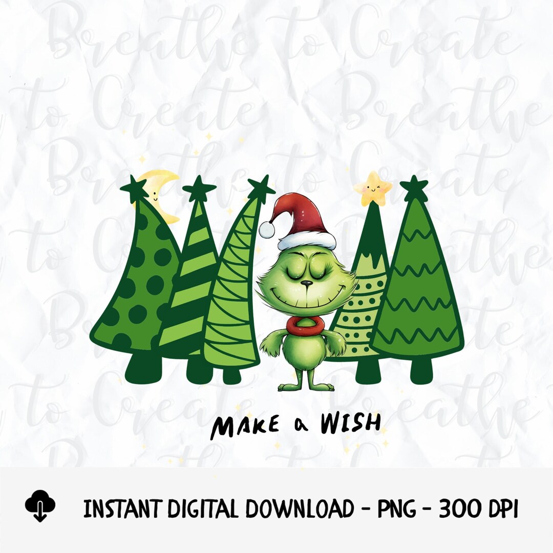 Make a Wish, Christmas Trees With Lights Png Sublimation Design, Merry ...