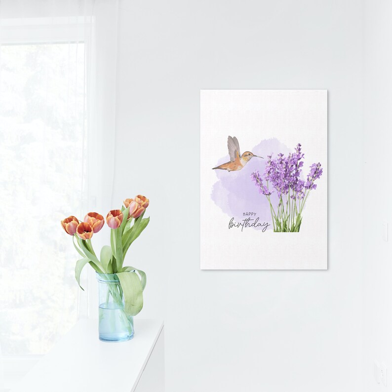Colibri and Lavender Happy Birthday Png | Birthday PNG | Floral ...