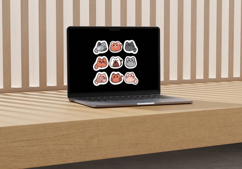 Kawaii Printable Stickers Set Png, 9 Cats Sticker Png, Print and Cut ...