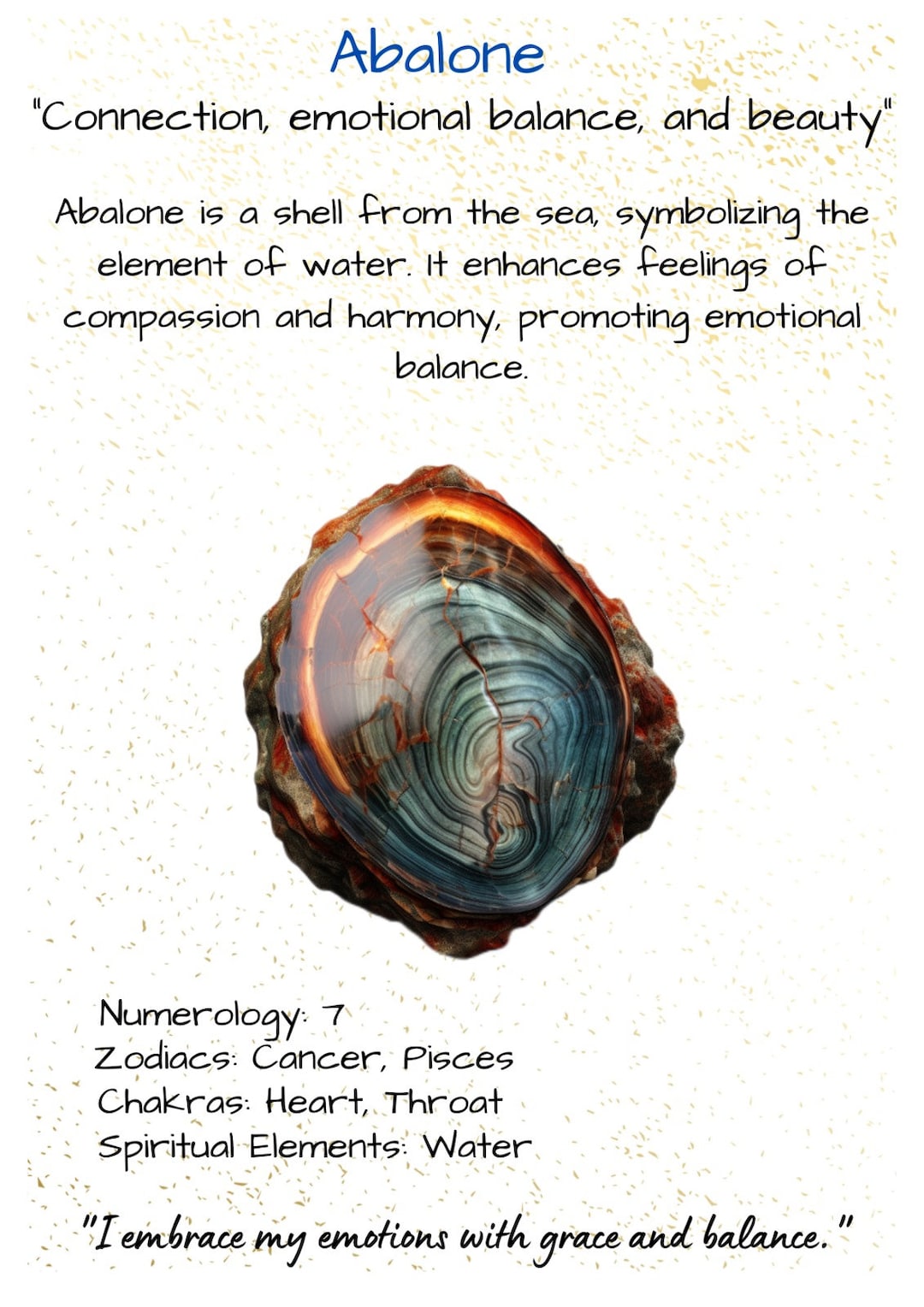 Abalone Crystal Meaning Card Printable PDF Numerology - Etsy