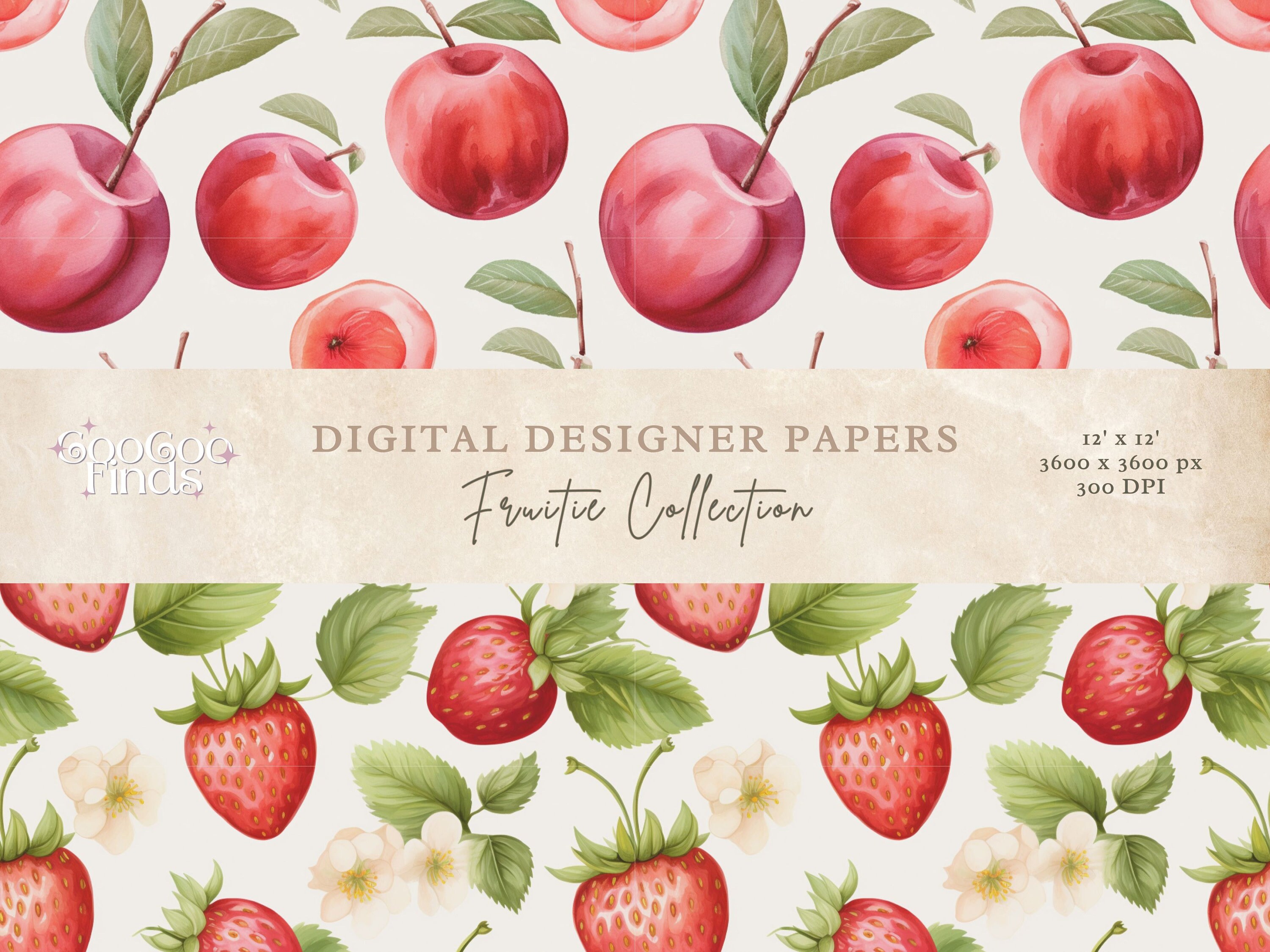Watercolor Fruit Digital Paper Pack Printable Fruit Patterns ...