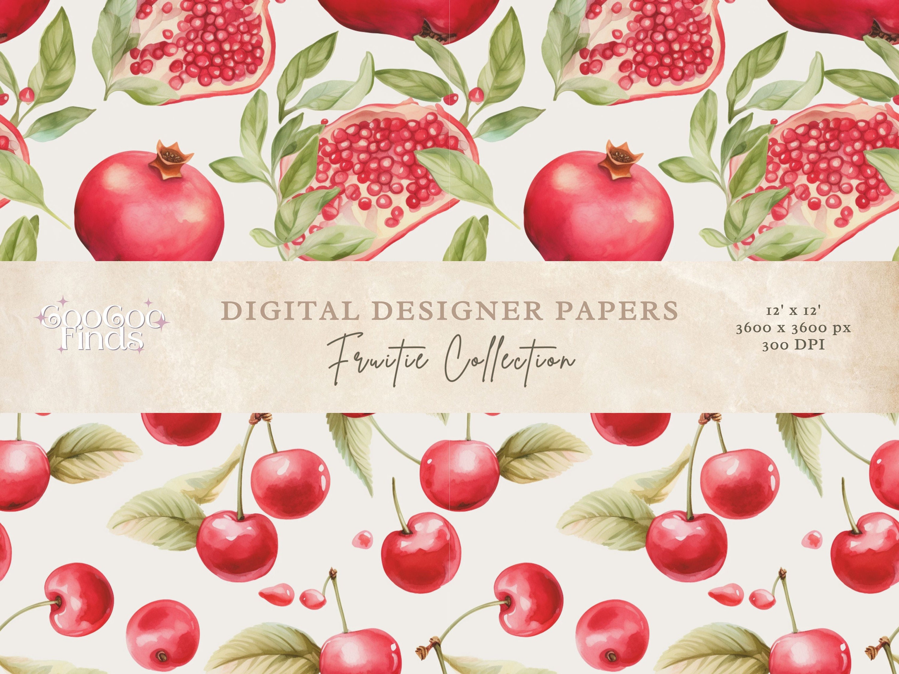 Watercolor Fruit Digital Paper Pack Printable Fruit Patterns ...