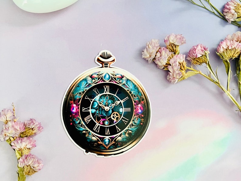 The Mad Hatter's Pocket Watch Vinyl Sticker, Halloween Sticker, Laptop ...