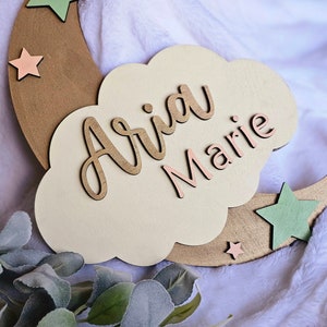 Personalized Moon Star Name Sign | Celestial Nursery Decor | Custom ...