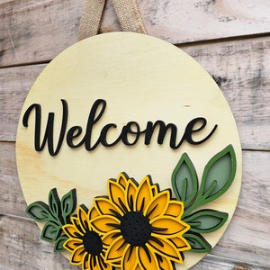 Sunflower Welcome Door Hanger: Year-round Home Decor | Welcome Door ...