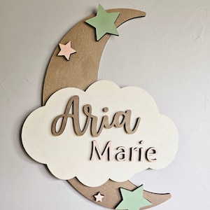 Personalized Moon Star Name Sign | Celestial Nursery Decor | Custom ...