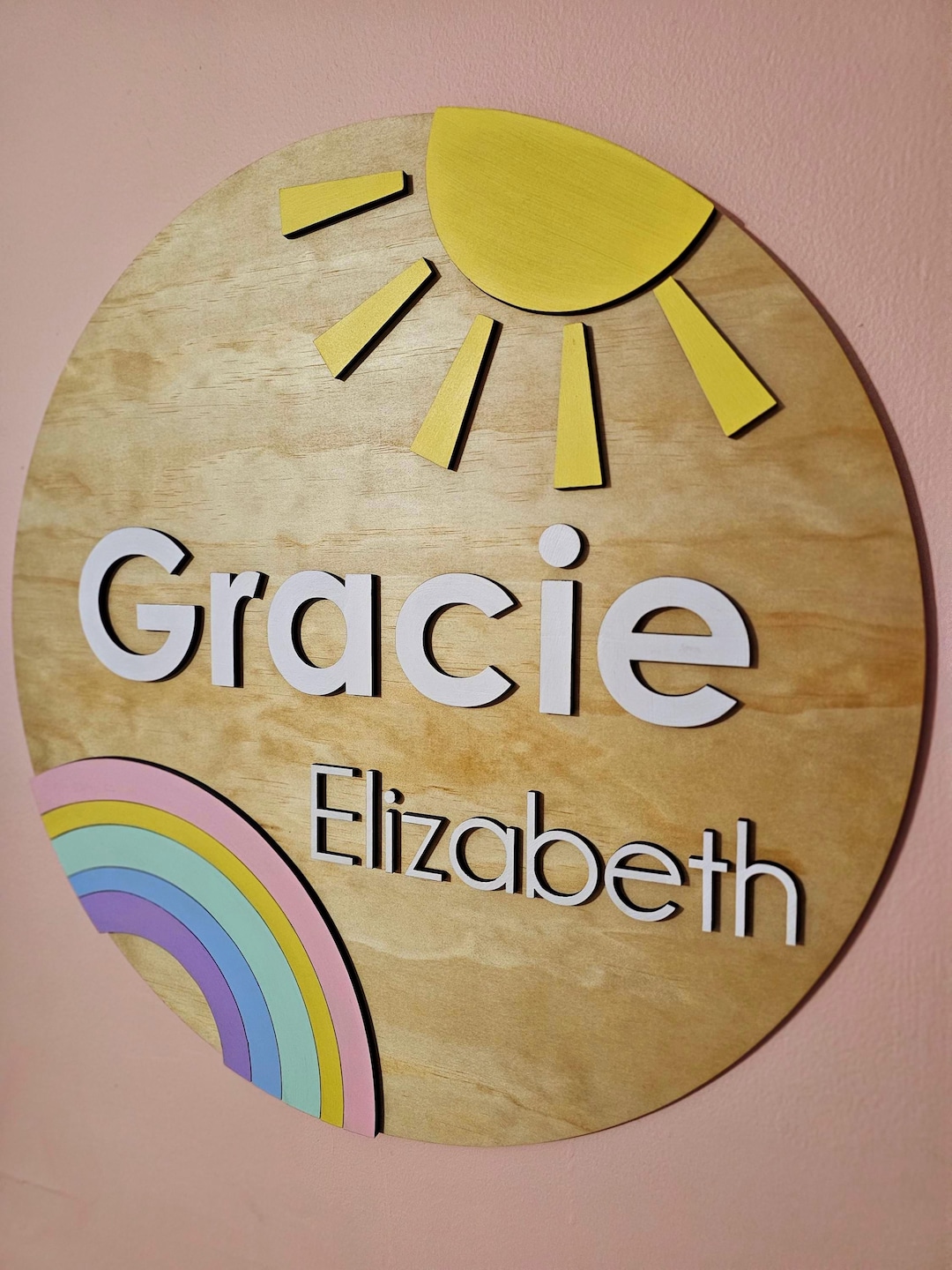Personalized Baby Name Sign: Rainbow Sunshine Nursery Decor | Baby ...