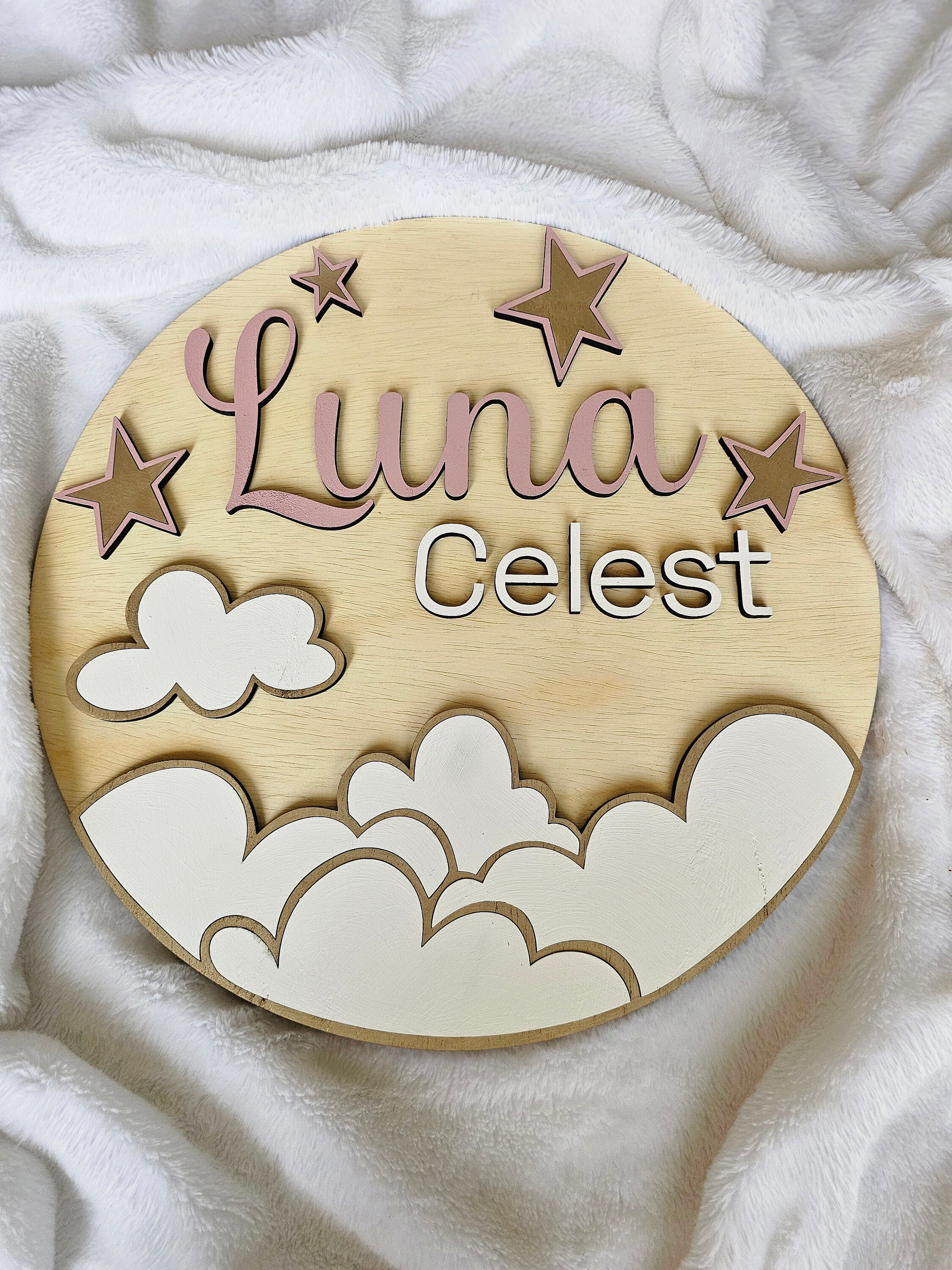 Custom Celestial Name Sign: 3D Nursery Decor, Stars & Clouds - Etsy