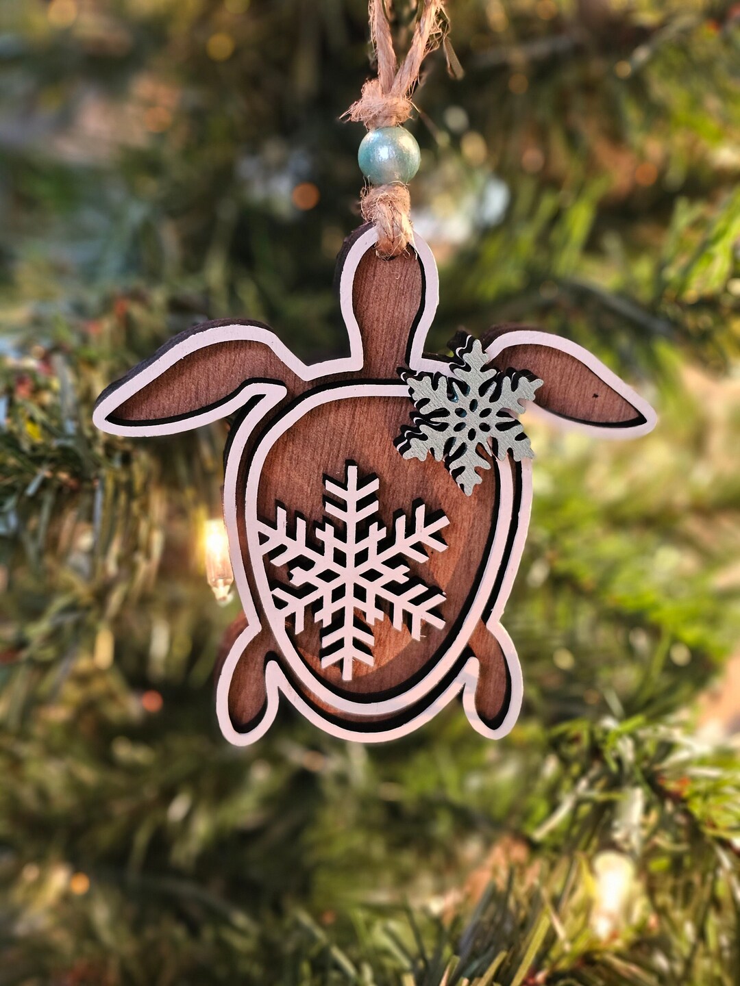 Laser-cut Turtle Christmas Ornament: Coastal Ocean Decor | Sea Life ...