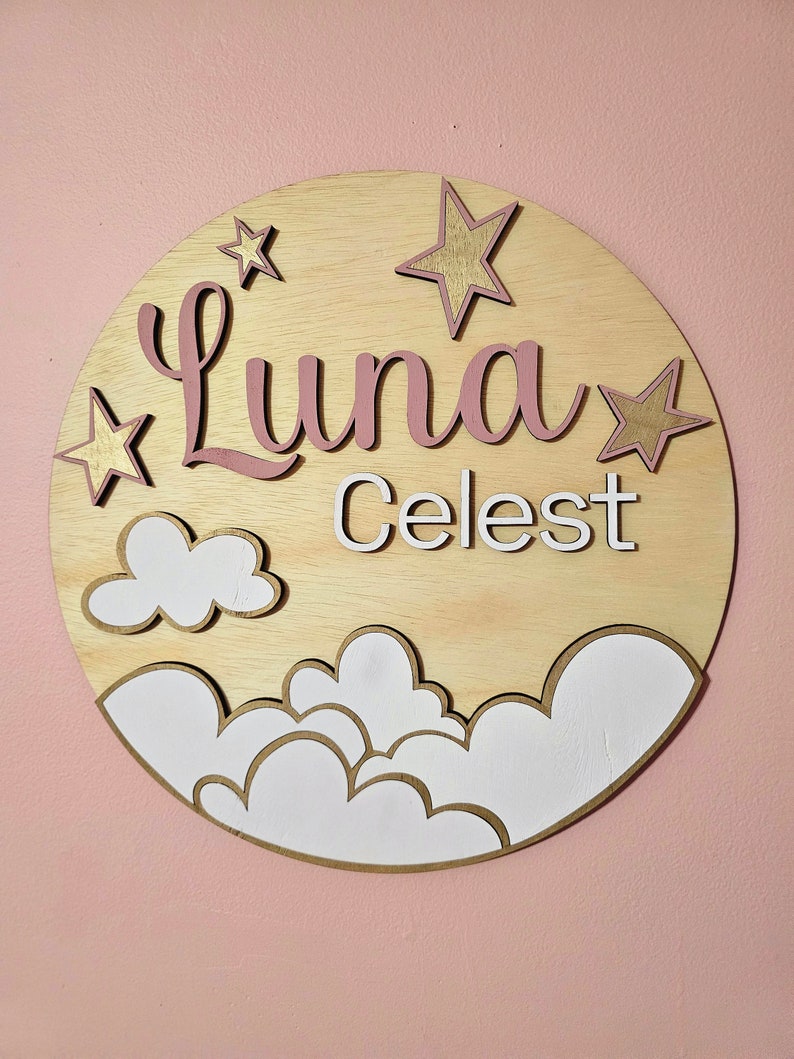 Custom Celestial Name Sign: 3D Nursery Decor, Stars & Clouds - Etsy