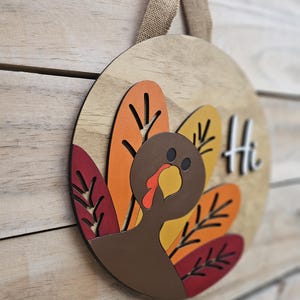 Turkey Door Hanger | Thanksgiving Front Door Decor | Fall Harvest Wall ...