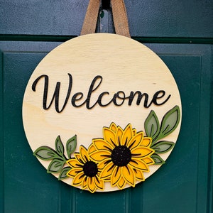 Sunflower Welcome Door Hanger: Year-round Home Decor | Welcome Door ...