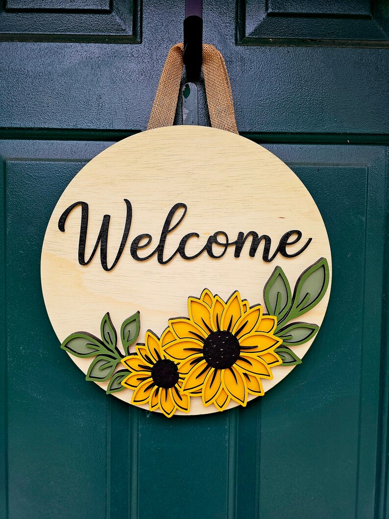Sunflower Welcome Door Hanger: Year-round Home Decor | Welcome Door ...