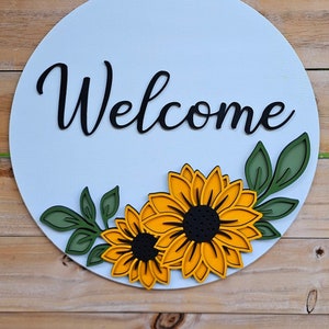 Sunflower Welcome Door Hanger: Year-round Home Decor | Welcome Door ...