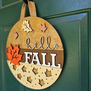 Hello Fall Door Hanger: Autumn Decor | Door Sign | Fall Wreath ...