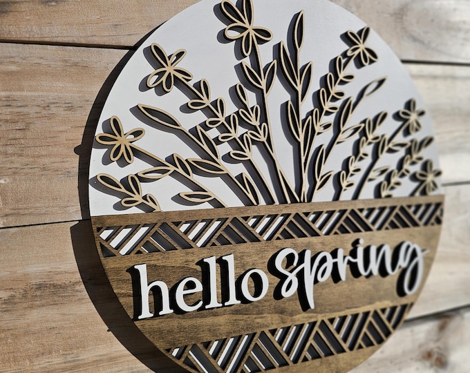 Robin Front Door Decor | Welcome Door Hanger | 3D Lettering | Round ...