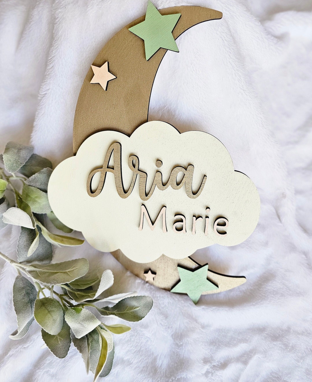 Personalized Moon Star Name Sign | Celestial Nursery Decor | Custom ...
