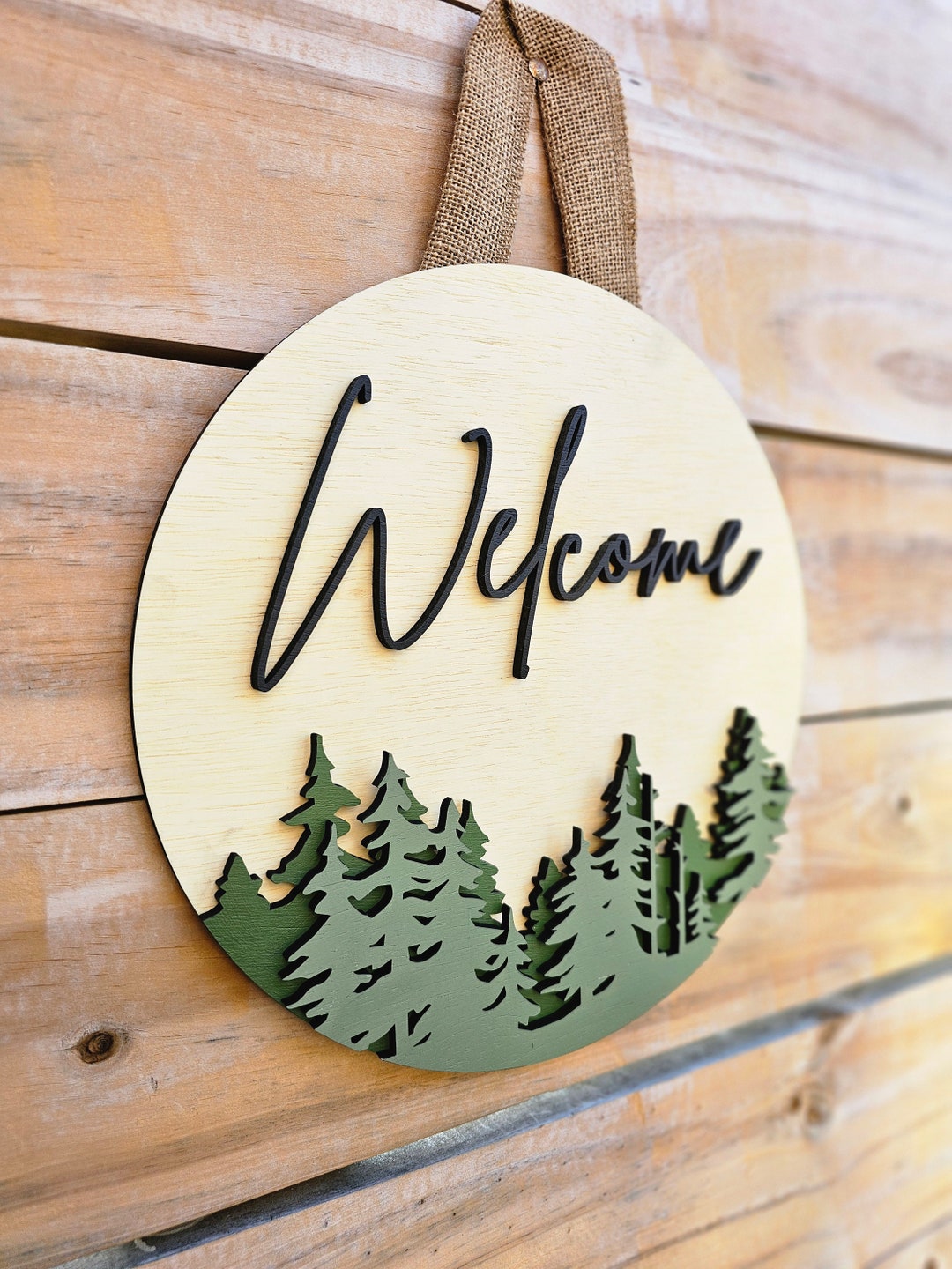Welcome Door Hanger | Tree Welcome Sign | Wooden Door Decor ...
