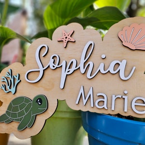 Sea Turtle Name Sign | Ocean Theme Nursery | Wooden Name Sign | Girl ...