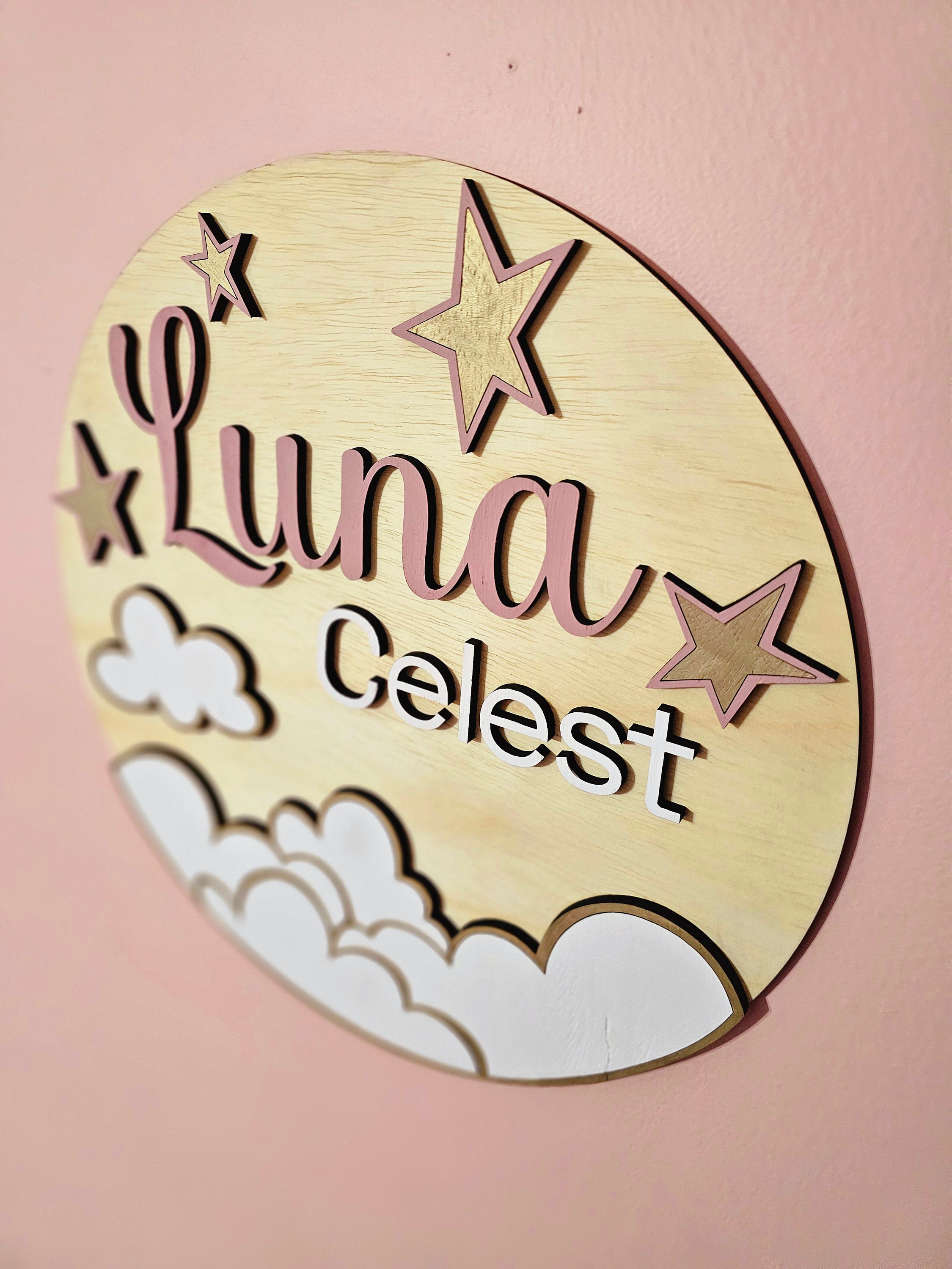 Custom Celestial Name Sign: 3D Nursery Decor, Stars & Clouds - Etsy