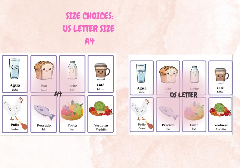 56 Flashcards for Basic English & Spanish Words bilingual Learning Set ...