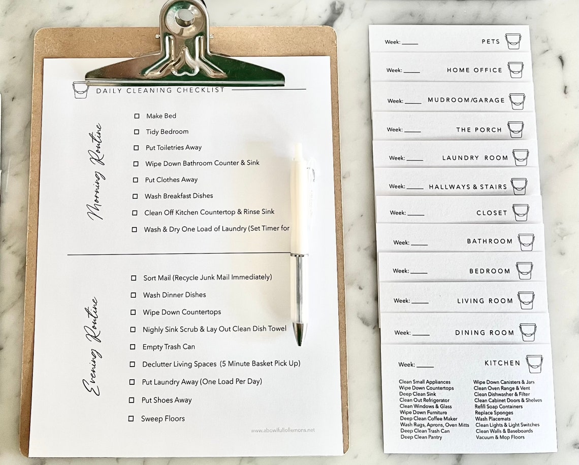 Cleaning Card System | Printable Kit - Etsy