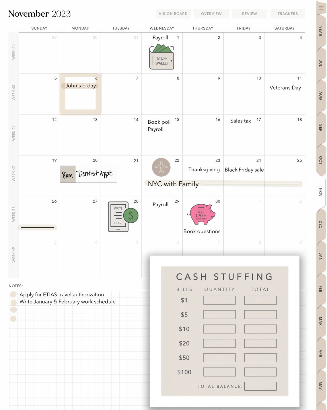 Cash Stuffing Digital Budget Stickers | Cash Envelopes - Etsy