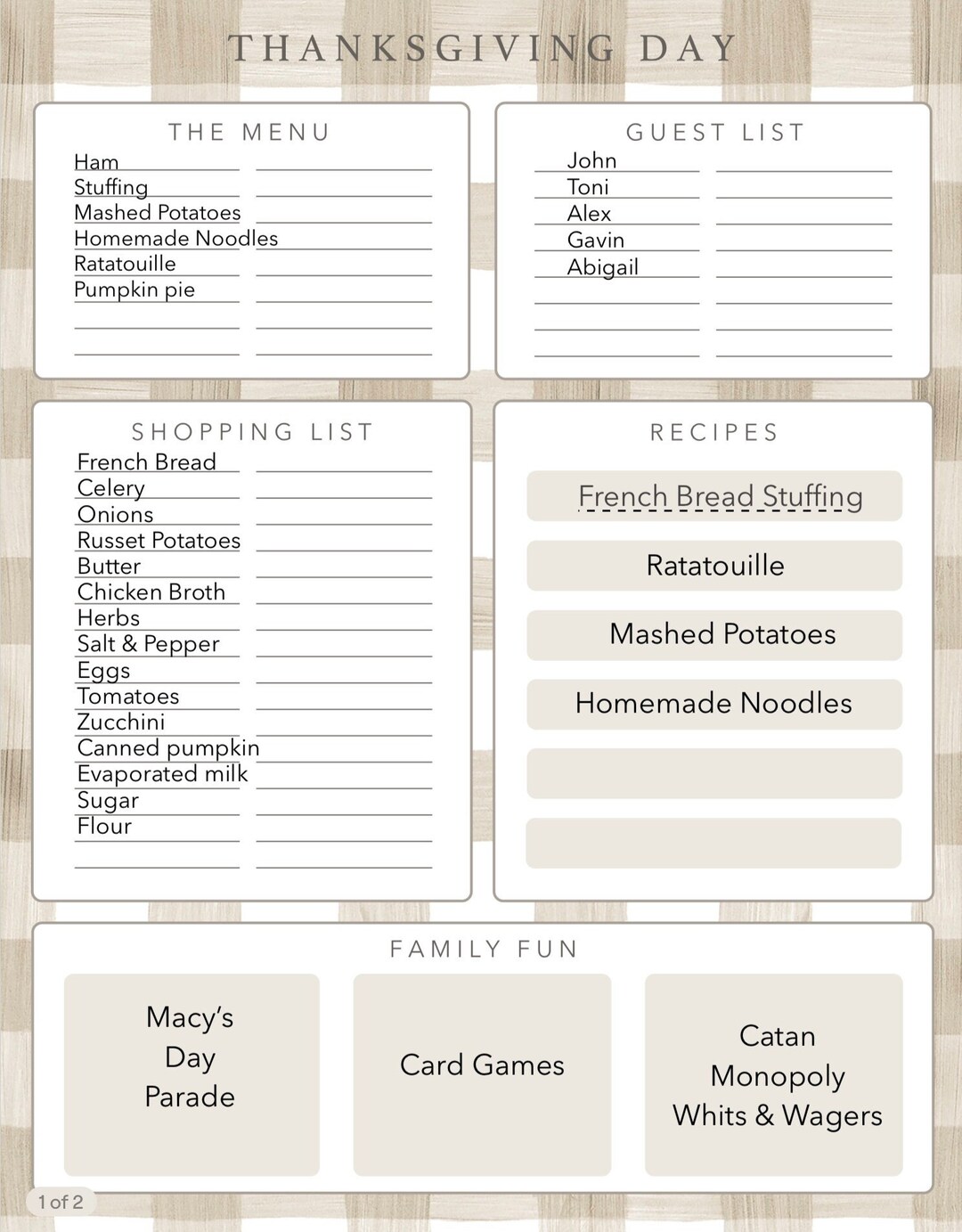 Thanksgiving Organizer | Goodnotes - Etsy