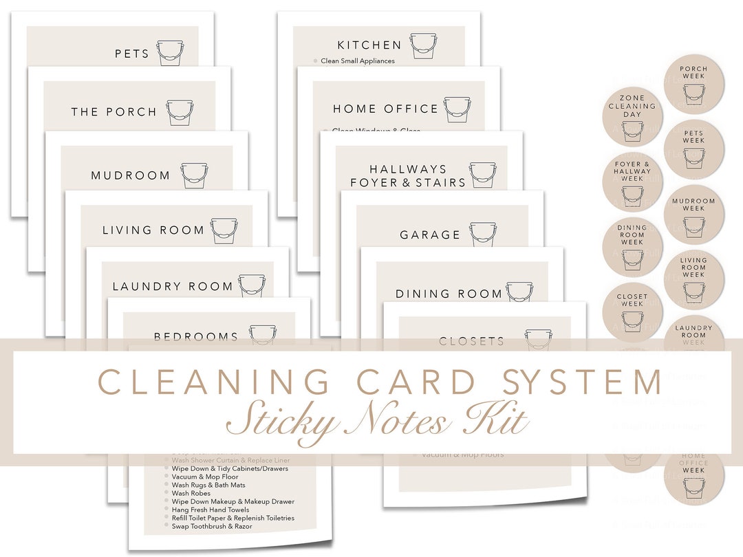 Cleaning Card System Sticky Notes Kit | Digital Goodnotes - Etsy