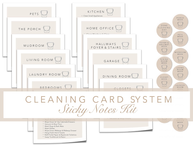 Cleaning Card System Sticky Notes Kit | Digital Goodnotes - Etsy