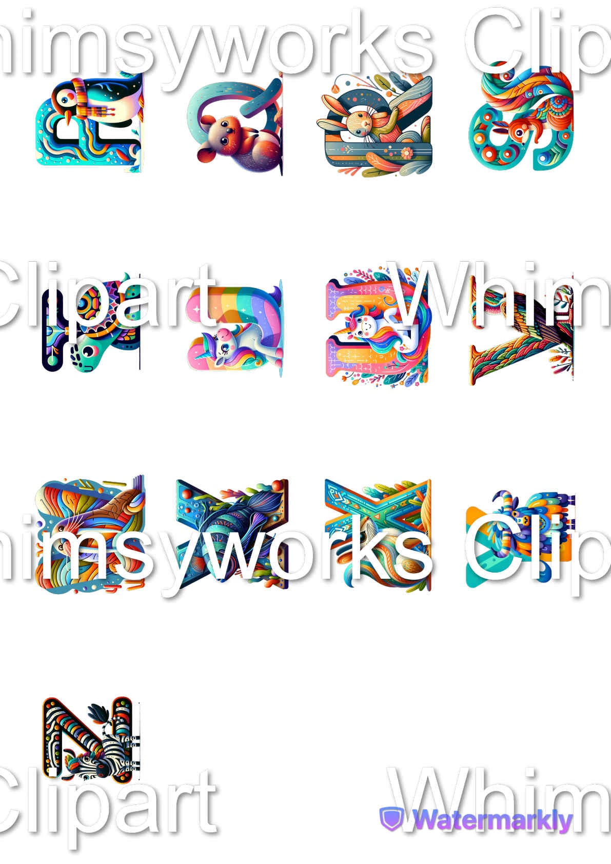 Whimsical Animal Alphabet Clipart (children's/kid's Educational) - Etsy