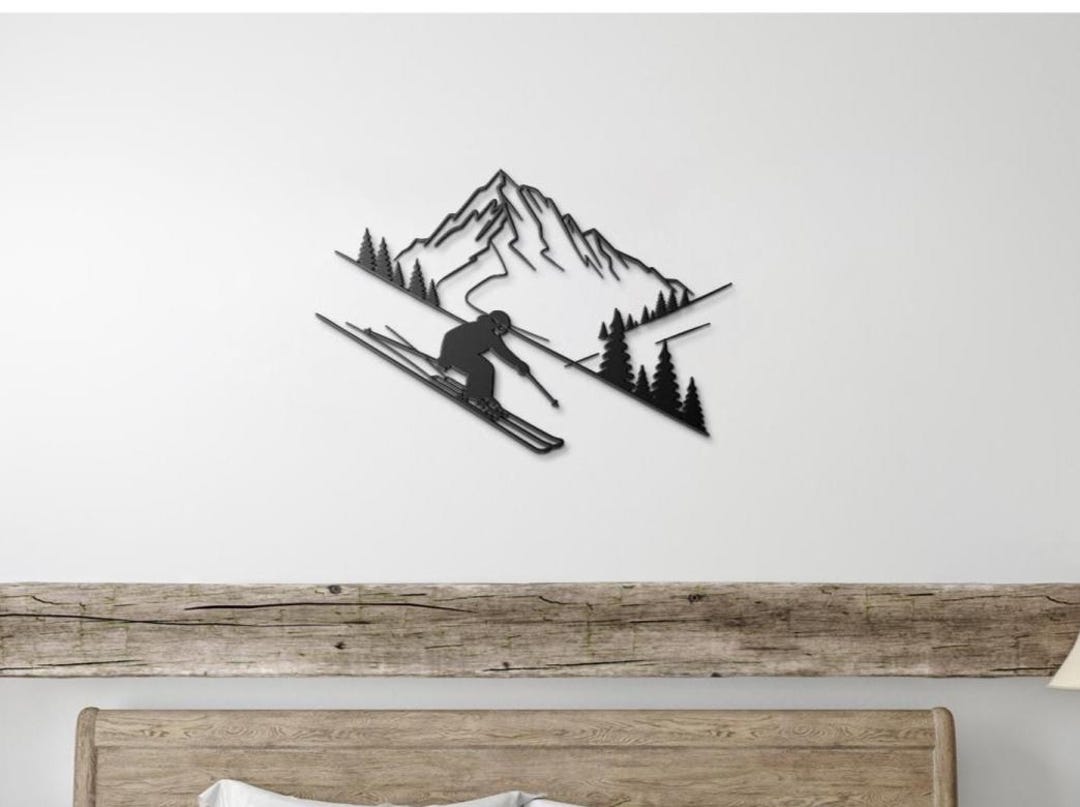 Skier Metal Wall Art - Sskier Wall Art Kiing Home Decor, Winter Sports ...