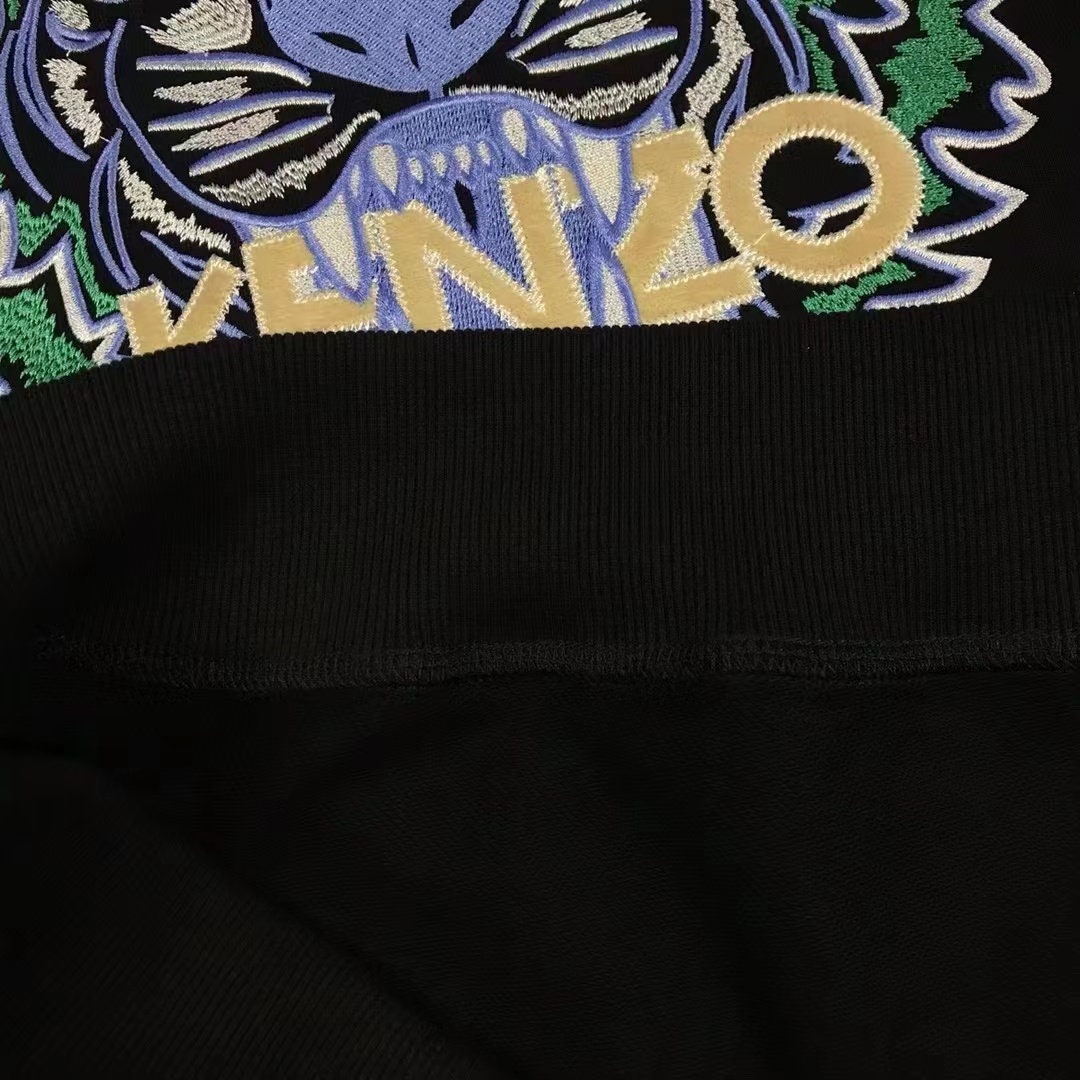 Sudadera Kenzo Tiger Head en blanco y negro con bordado verde azulado y letras amarillas - Etsy ...