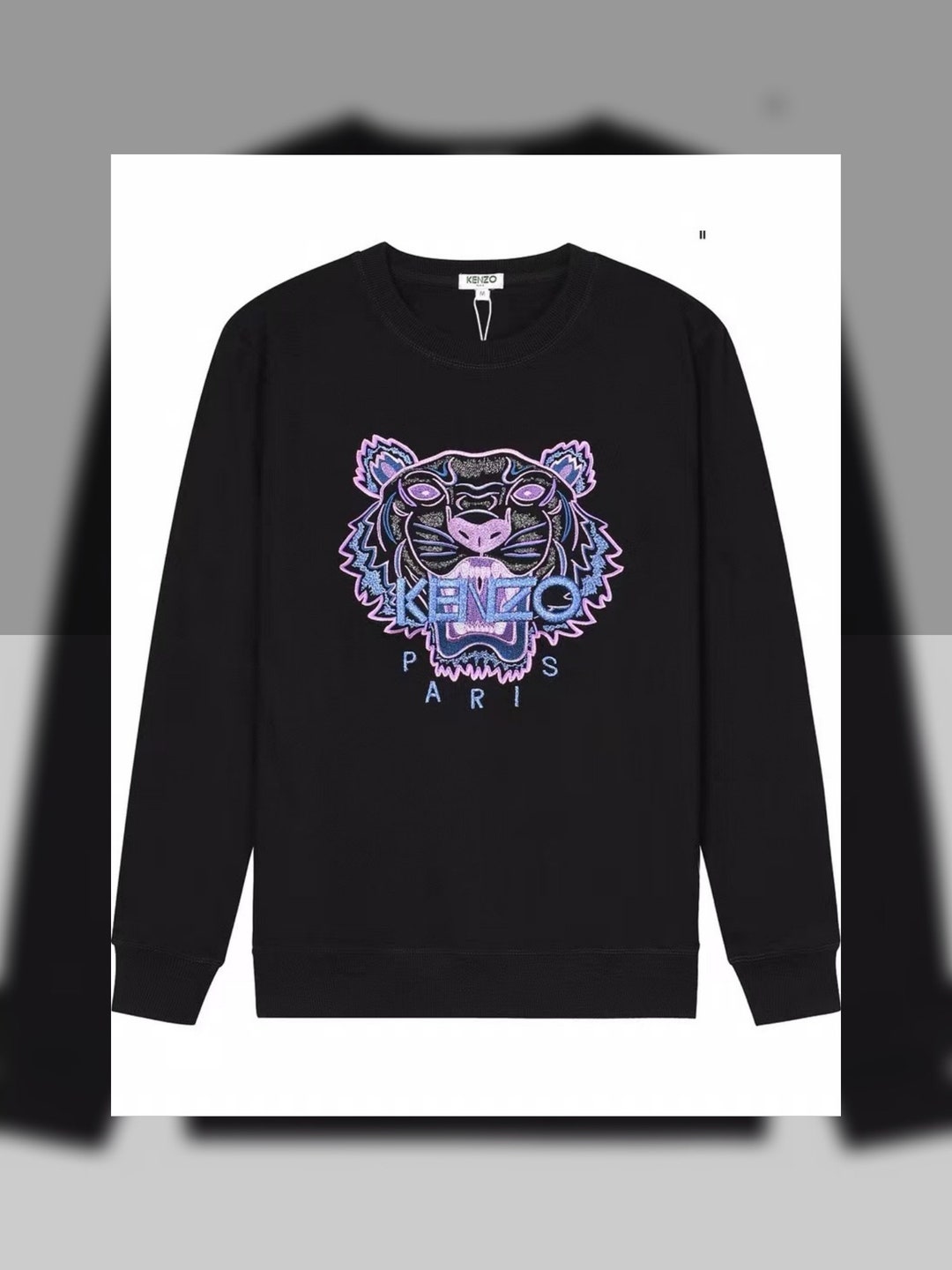 Sudadera Kenzo negra con cabeza de tigre y bordado de hilo dorado de colores - Etsy España