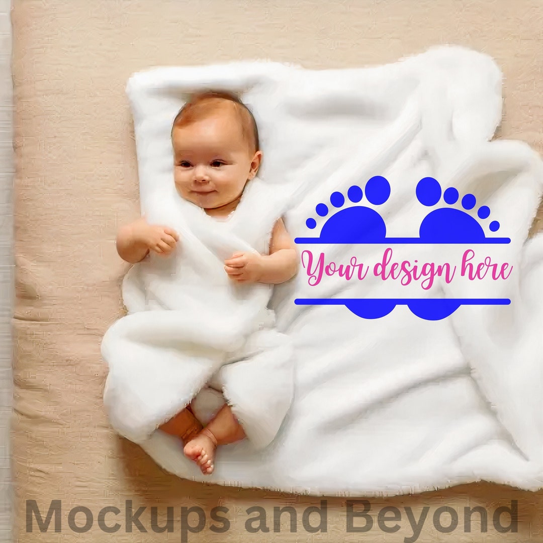 Velveteen Plush Blanket Mockup, Baby Blanket Mockup, JPG and PSD Smart ...
