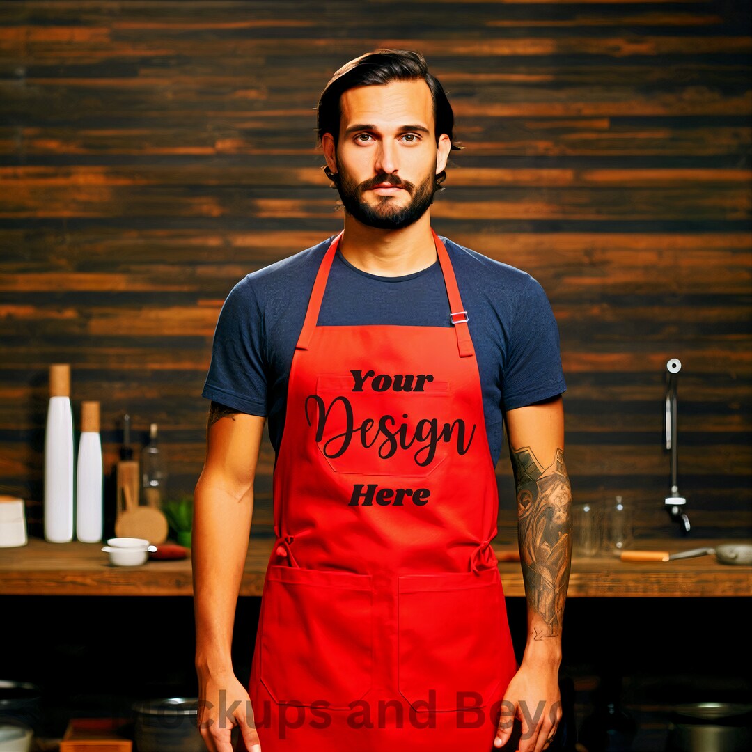 Red Apron Mockup, Apron Mockup, POD Mockup, Linen Apron Mockup ...