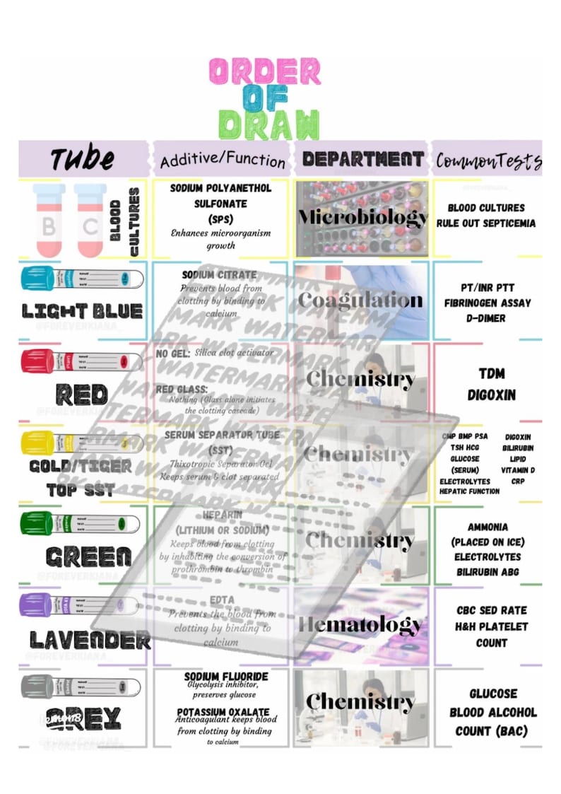 Phlebotomy Order of Draw Test Ran on Collections Tube and the ...