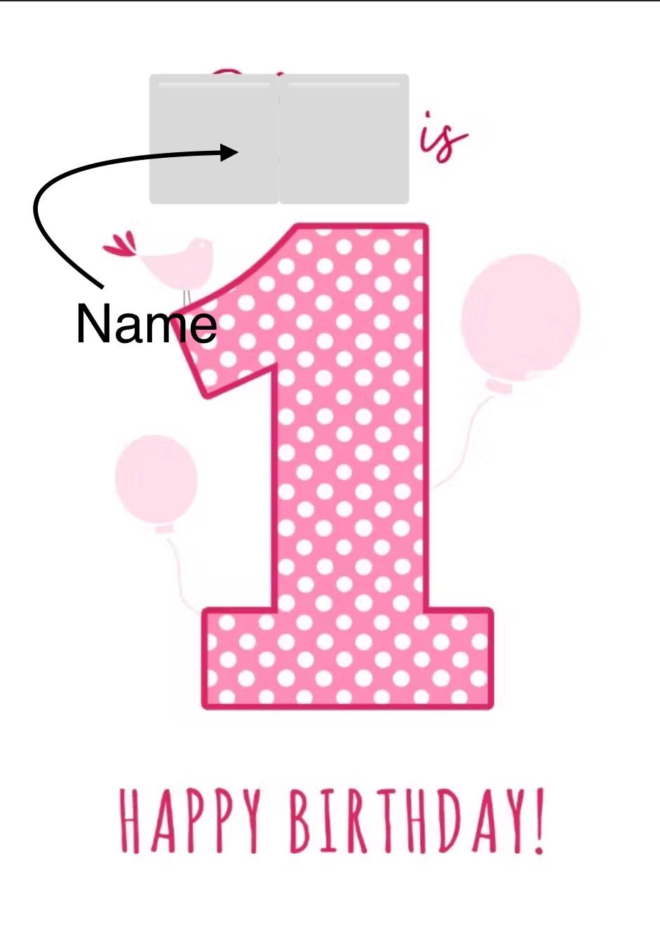 Personalize First Birthday Card With Name Digital Download - Etsy