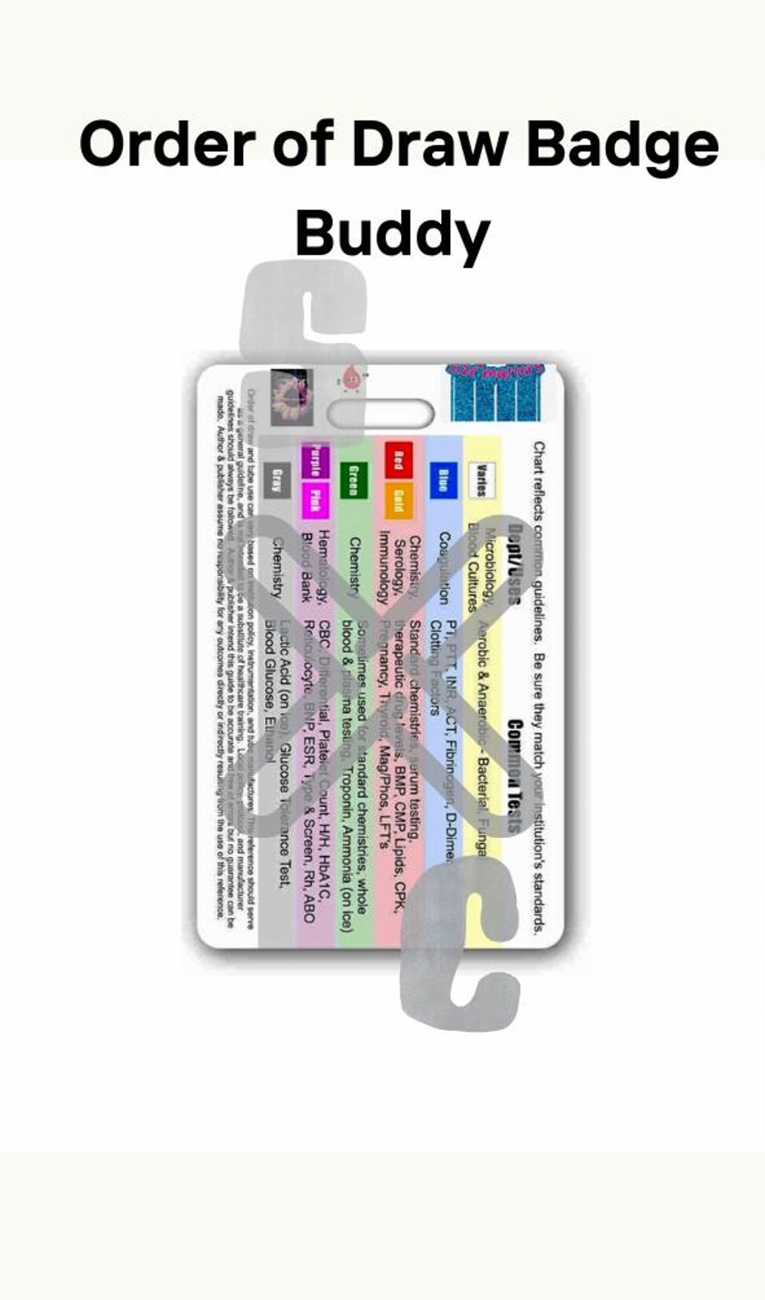 Phlebotomist Order of Draw Badge Gift for Phlebotomist or Co Worker - Etsy