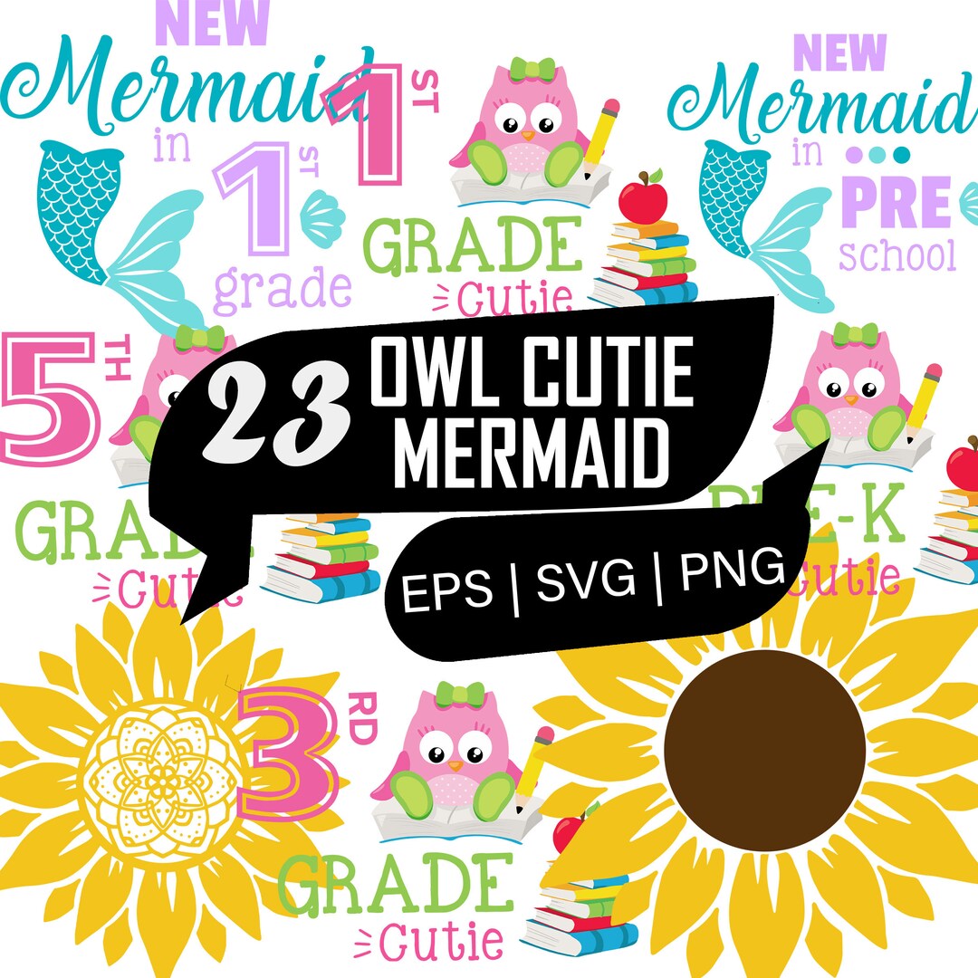Owl Cutie Mermaid Mermaid SVG Bundle Mermaid Tail Svg Mermaid Clipart ...